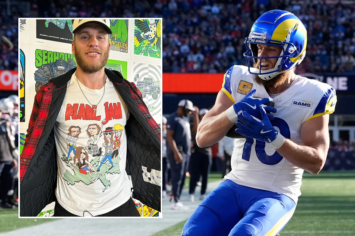 Cooper Kupp rocks a Pearl Jam shirt during his Seahawks introduction ...