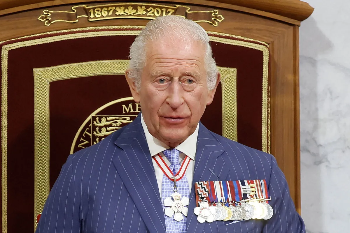 King Charles III appears disoriented in the crowd until someone points ...