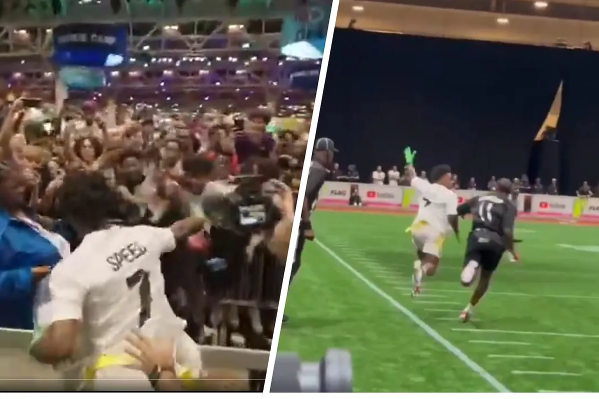 IShowSpeed wins in the 'flag football' game before the Superbowl and ...